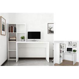 Regal-Schreibtisch OTTO HOME "Triest, Computertisch mit Raumtrenner, Breite 156 cm", wei&szlig; (wei&szlig;, wei&szlig;, wei&szlig;), B:156cm H:146cm T:59cm, Tische, Regalelement flexibel montierbar, 6 F&auml;cher, Tischbreite 120 cm
