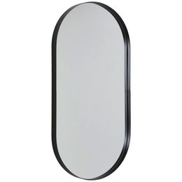 Mid.you Wandspiegel, Schwarz, Metall, Glas, Holzwerkstoff, oval, 50x100x5 cm, Bsci, senkrecht und waagrecht montierbar, Spiegel, Wandspiegel