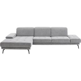 Recamiere DIE PLANBAR "MP-IN20126 L-Form mit Federkern-Polsterung", grau, B:328cm H:82cm T:190cm, 100% Polyester, Sofas, Recamiere, mit Kopfteilverstellung, optional Sitztiefen- & Armteilverstellung