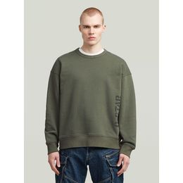G-Star Raw Longpullover G-STAR "Sprayed 89 Graphic Loose Sweater", Herren, Gr. L, gs grau, Obermaterial: 100% Baumwolle, Pullover Longpullover