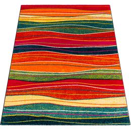 Teppich Paco Home "Canvas 773", bunt (mehrfarbig), B:80cm H:16mm L:150cm, Polypropylen (PP), Teppiche, Teppich, Kurzflor, moderner Streifen, ideal im Wohnzimmer & Schlafzimmer
