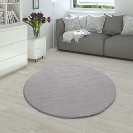Fellteppich Paco Home "Rabbit 780", grau, H:26mm &Oslash;:200cm, Polyester, Teppiche, Fellteppich, Kunstfell, Kaninchenfell-Haptik, echter Kuschelteppich, Uni-Farben