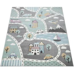 Kinderteppich Paco Home "Capri 318", gr&uuml;n, H:9mm &Oslash;:160cm, Polypropylen, Teppiche, Kinderteppich, Stra&szlig;en-Spiel-Teppich, Kinderzimmer