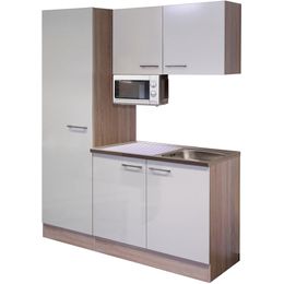 Pantryk&uuml;che Flex-Well "Nepal", beige (k&uuml;che: natur, front: kaschmir glanz, korpus: sonoma eiche, arbeitsplatte:,,), B:150cm H:200cm T:60cm, Komplettk&uuml;chen-Sets, Gesamtbreite 150 cm, mit gro&szlig;em Vorratsschrank und Mikrowelle etc.