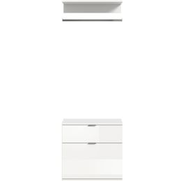Garderoben-Set Home Affaire "TRONDHEIM, 3-teilig, Breite 61 cm, Zwischenbauelement", wei&szlig; (wei&szlig;, wei&szlig; hochglanz), B:61cm H:62cm T:34cm, Holzwerkstoff, Kastenm&ouml;bel-Sets, Kommode, Kleiderstange, Ablageboden