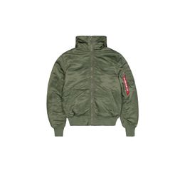 Bomberjacke Alpha Industries "MA-1 Hooded", Herren, Gr. S, gr&uuml;n (sage, gr&uuml;n), Obermaterial: 100% Nylon, Futter: 100% Nylon, Kapuzenfutter: 100% Polyester, F&uuml;llung: 100% Polyester, Jacken Bomberjacke