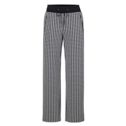 Schlupfhose GOLDNER "Moderne Viskosehose mit Jacquardmuster", Damen, Gr. 52, N-Gr, schwarz (schwarz, gemustert), Obermaterial: 70% Polyester PES. 25% Viskose CV. 5% Elasthan EL., weit, Hosen Schlupfhose, Kontrastfarbiger Bund