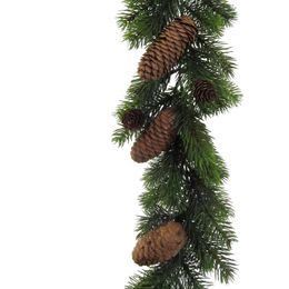 Winterliche Kunstpflanze CREATIV DECO "Weihnachtsdeko, Weihnachtsgirlande", gr&uuml;n, L:180cm, Kunststoff, Kunstpflanzen, Weihnachtsgirlande, Girlande mit Zapfen, L&auml;nge 180 cm