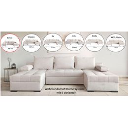 Wohnlandschaft OTTO HOME "Home System U-Form, von B: 269-352 cm w&auml;hlbar, 6 Varianten zur Auswahl", hellgrau, B:269cm H:41cm T:161cm, 100%Polyester, Sofas, Wohnlandschaft, Bettfunktion, Bettkasten & Zierkissen, Federkern