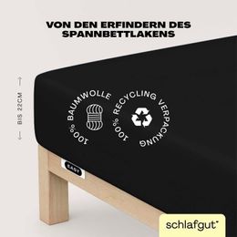 Spannbettlaken Schlafgut "EASY JERSEY Bettlaken, 150 g/m&sup2;, 100% Baumwolle, Spannbetttuch", schwarz (off, schwarz), L:200cm, Jersey, Obermaterial: 100% Baumwolle, Bettlaken, Spannbettlaken, Spannbettlaken bis 22 cm H&ouml;he, b&uuml;gelfrei, pflegeleicht, perfekter Sitz