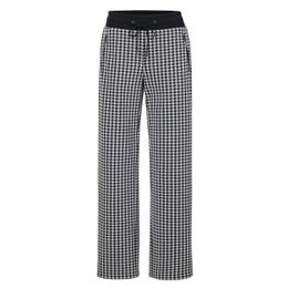 Schlupfhose GOLDNER "Kurzgr&ouml;&szlig;e Moderne Viskosehose mit Jacquardmuster", Damen, Gr. 21, K-Gr, schwarz (schwarz, gemustert), Obermaterial: 70% Polyester PES. 25% Viskose CV. 5% Elasthan EL., weit, Hosen Schlupfhose, Kontrastfarbiger Bund