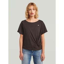 G-Star Raw T-Shirt G-STAR "Knot T-Shirt", Damen, Gr. S, schwarz (deep braun), Obermaterial: 100% Baumwolle, Shirts T-Shirt