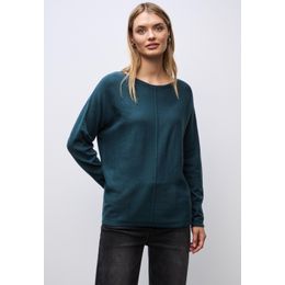 Rundhalspullover Street One, Damen, Gr. 34, tide blau, Stoff, 30% Polyester, 29% Polyacryl, 21% Viskose, 20% Nylon, unifarben, normal normal, U-Boot-Ausschnitt, Rollsaum, Pullover Rundhalspullover, aus Feinstrick