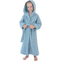 WEWO-Fashion Kinderbademantel WEWO FASHION "8530" Gr. 158, blau (gletscher), L:108cm, Frottier, Hausm&auml;ntel, Kapuze