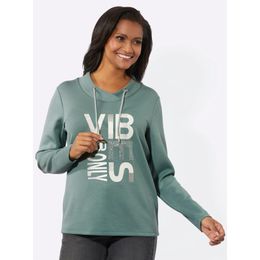 Langarmshirt Inspirationen "Shirt", Damen, Gr. 36, gr&uuml;n (jade), 50% Modal, 44% Polyester, 6% Elasthan, bedruckt, gemustert, mehrfarbig, V-Ausschnitt, Shirts Langarmshirt
