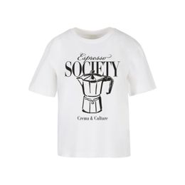 T-Shirt MISS TEE "Miss Tee Espresso Society Tee", Damen, Gr. M, wei&szlig;, 100% Baumwolle, bedruckt, oversize, Rundhals, Shirts T-Shirt