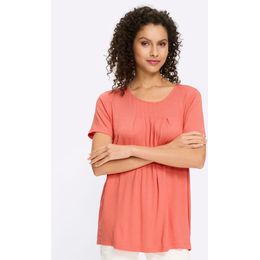 T-Shirt Heine "Shirt", Damen, Gr. 48, koralle, 95% Viskose, 5% Elasthan, unifarben, Rundhals, Shirts T-Shirt