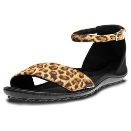 Barfu&szlig;schuh Leguano "JARA", Damen, Gr. 41, leofarben, Textil, Schuhe Barfu&szlig;schuh, Sommerschuh, Riemchensandale, Flats in angesagter Leo-Optik