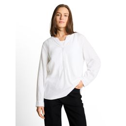 Langarmbluse Tom Tailor, Damen, Gr. 40, wei&szlig;, Web, Obermaterial: 55% Lyocell, 45% Viskose, unifarben, regular fit h&uuml;ftbedeckend, Rundhals, 1-Knopf-Manschette, Blusen, mit Viskose