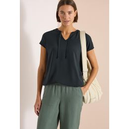 Kurzarmbluse Cecil, Damen, Gr. L (42), palm breeze gr&uuml;n, Stoff, Vorderseite: 100% Viskose. R&uuml;ckseite: 95% Viskose, 5% Elasthan, unifarben, klassisch normal, V-Ausschnitt, abgesteppt, Blusen, mit Strukturmix