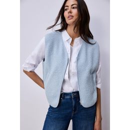 Fellweste Street One, Damen, Gr. 38, calm blau, Stoff, 100% Polyester, unifarben, normal normal, V-Ausschnitt, Westen, mit V-Ausschnitt