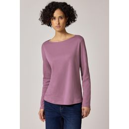 Street One Damen Langarmshirtmuted plum, Gr. 46, unifarben, Web, 50% Baumwolle, 50% Modal, Shirts, mit U-Boot-Ausschnitt