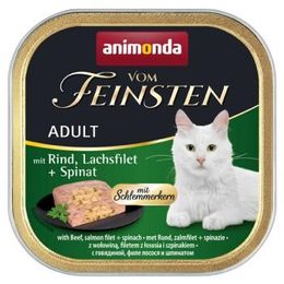 animonda Vom Feinsten Nassfutter Katze, Adult, mit Schlemmerkern Rind, Lachsfilet und Spinat 32x100 g