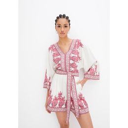 bonprix Jumpsuit, beige, Gr.48, Stylischer Jumpsuit mit tollem Bindeband und tiefem Ausschnitt, aus Viskose