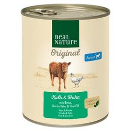 REAL NATURE Nassfutter Hund, Junior, Kalb und Huhn 12x800 g