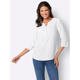 Schlupfbluse Classic Basics, Damen, Gr. 38, beige (ecru), 100% Baumwolle, unifarben, V-Ausschnitt, Blusen Schlupfbluse