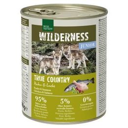 REAL NATURE WILDERNESS Nassfutter Hund, Junior, True Country, Huhn und Lachs 6x800 g