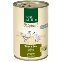 REAL NATURE Nassfutter Hund, Senior, Huhn und Ente 12x400 g