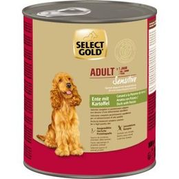SELECT GOLD Sensitive Nassfutter Adult Ente mit Kartoffel 6x800 g