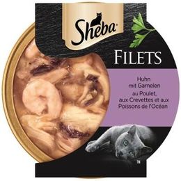 Sheba Filets Nassfutter Katze Huhn und Garnelen 16x60 g