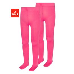 H.I.S. Feinstrumpfhose H.I.S, M&auml;dchen, Gr. 128/134, 2x pink, Obermaterial: 89% Polyamid, 11% Elasthan, Rippstruktur, unifarben, elastisch, Strumpfhosen Feinstrumpfhose, mit geripptem Muster