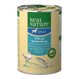 REAL NATURE Nassfutter Hund, Adult, Huhn und Nordmeerhering 12x400 g