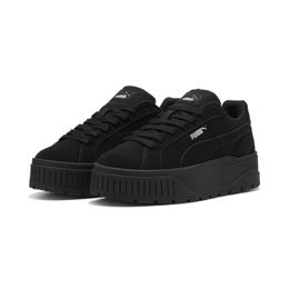 Sneaker Puma "Karmen II Sneakers Damen", Damen, Gr. 35,5, schwarz silber metallic, Obermaterial: Kuhleder, Textil. Futter: Textil. Innensohle: Textil. Laufsohle: Gummi, Schuhe Sneaker