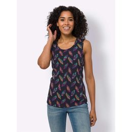 Shirttop Classic Basics, Damen, Gr. 40, blau (marine, blaugr&uuml;n, bedruckt), 100% Baumwolle, gemustert, mehrfarbig, Rundhals, Tops Shirttop