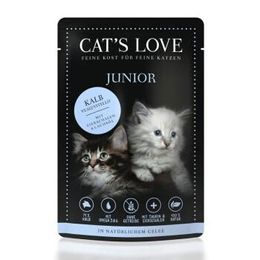 CAT'S LOVE Katzenfutter Katze Junior in Gelee Kalb mit Eierschalen und Lachs&ouml;l 48x85 g