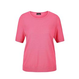 Strickpullover GOLDNER "Klassisches Merinowollshirt, Rundhals", Damen, Gr. 42, rosa (pink), Obermaterial: 100% Schurwolle WV., Basic, normal, Rippe, Pullover Strickpullover, Rippenb&uuml;ndchen