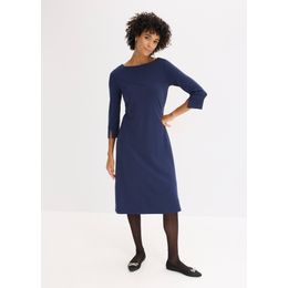 bonprix Kleid aus Punto di Roma, blau, Gr.36/38 (S), zeitloses Kleid aus Punto di Roma