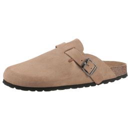 MAN'S WORLD Clog MAN'S WORLD, Herren, Gr. 41, beige, Veloursleder, Schuhe Clog, Schlappen, Sommerschuh, Hausschuh mit vorgeformtem Fu&szlig;bett