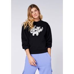 Sweatshirt Chiemsee, Damen, Gr. 36, deep schwarz, 88% Baumwolle, 12% Polyester, Rundhals, Sweatshirts Sweatshirt