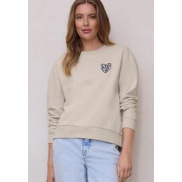 Sweatshirt STREET ONE STUDIO, Damen, Gr. 40, stone sand, Sweatware, Obermaterial: 60% Baumwolle, 40% Polyester, unifarben, loose fit, Rundhals, B&uuml;ndchen, Sweatshirts Sweatshirt, in Loose Shape