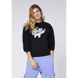 Sweatshirt Chiemsee, Damen, Gr. L (40), deep schwarz, 88% Baumwolle, 12% Polyester, Rundhals, Sweatshirts Sweatshirt