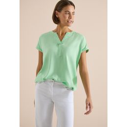 Kurzarmbluse Cecil, Damen, Gr. L (42), juicy lime, Stoff, 100% Viskose, unifarben, klassisch normal, V-Ausschnitt, abgesteppt, Blusen, mit V-Ausschnitt