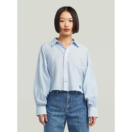 G-Star Raw Langarmshirt G-STAR "Macro Balloon Shirt 3\4 Sleeve", Damen, Gr. L, deep wave micro stripe, Obermaterial: 100% Baumwolle, Shirts Langarmshirt