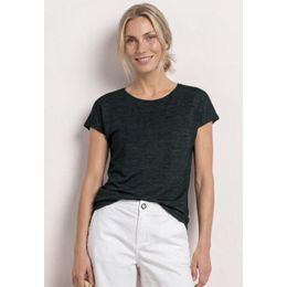 T-Shirt Street One, Damen, Gr. 34, deep bound gr&uuml;n, Stoff, 55% Polyester, 45% Viskose, unifarben, regular fit normal, U-Boot-Ausschnitt, abgesteppt, Shirts T-Shirt, aus softem Materialmix