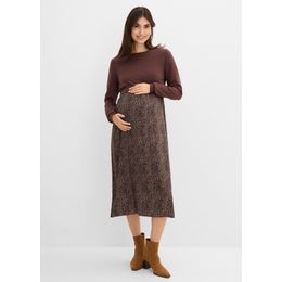 bonprix 3-in-1 Set aus Pullover und Umstandskleid mit Stillfunktion (2-tlg.Set), braun, Gr.52/54 (XXL), Komfortables Still-Outfit mit einzeln tragbarem Kleid und Pullover, 70% Baumwolle