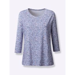 3/4-Arm-Shirt CLASSIC "Shirt", Damen, Gr. 38, blau (hellblau, steingrau, bedruckt), 50% Baumwolle, 50% Modal, bedruckt, gemustert, mehrfarbig, Rundhals, Shirts 3/4-Arm-Shirt